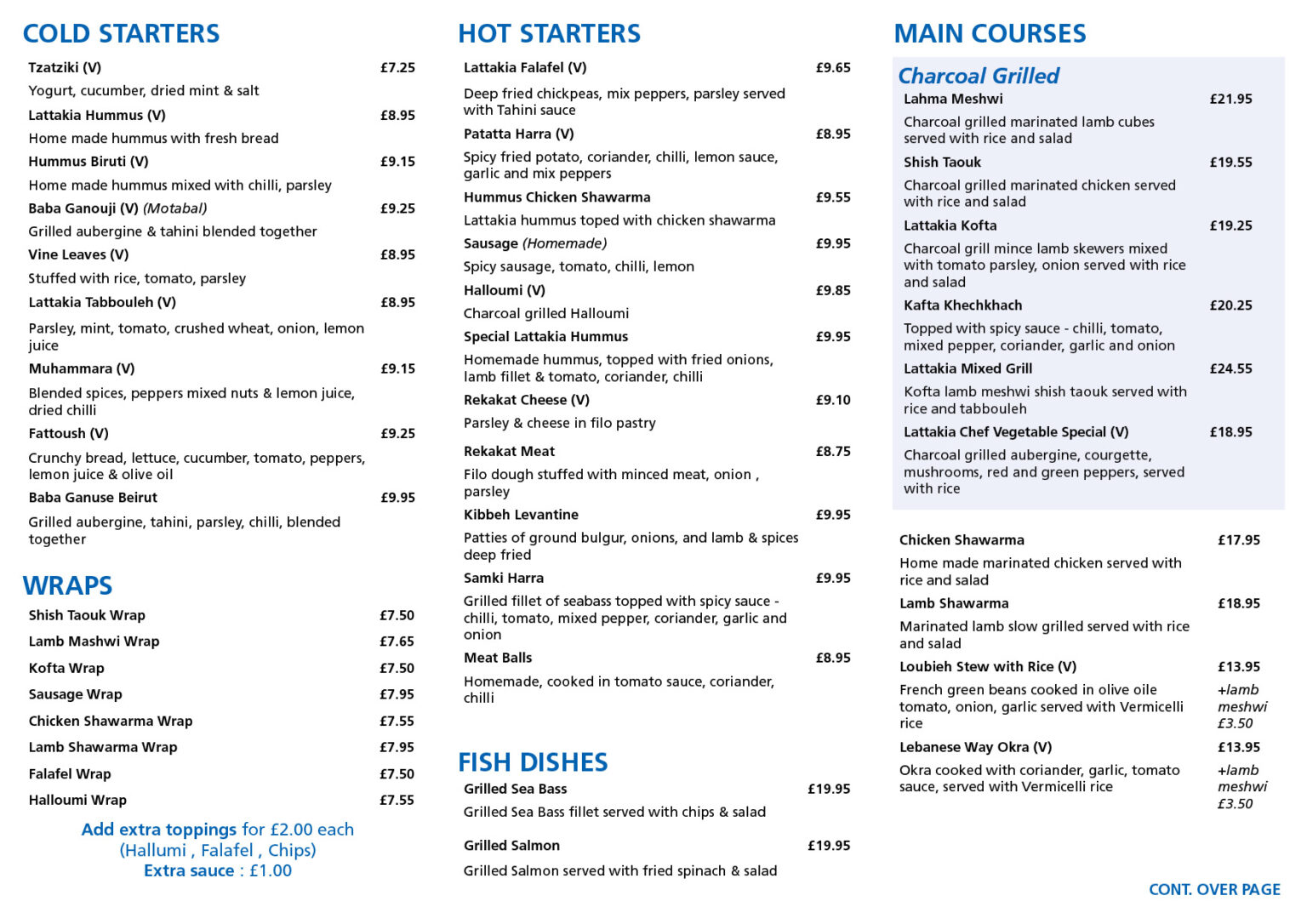 Take Away Menu – LATTAKIA